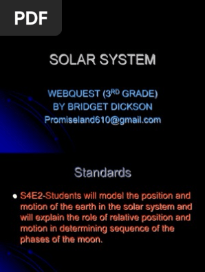 Solar System Webquest 2nd Grade