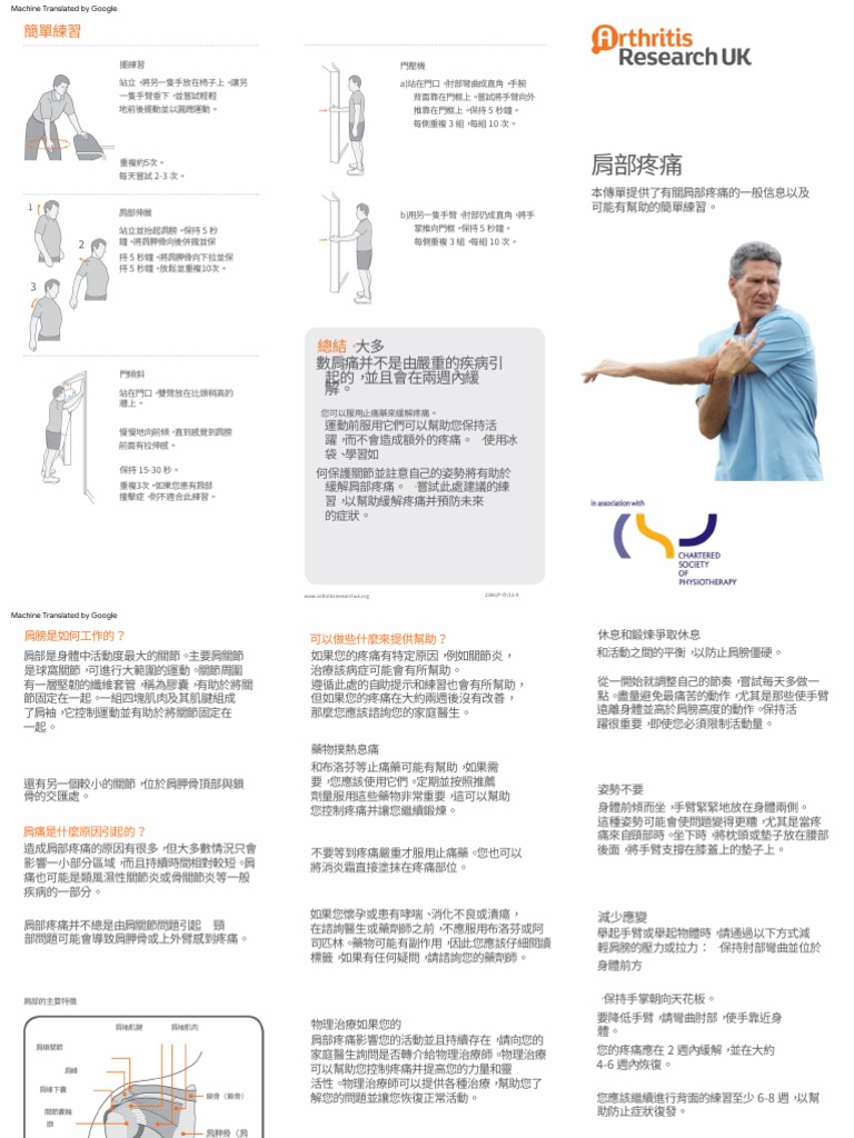 Shoulder Pain Exercises (Chinese) | PDF