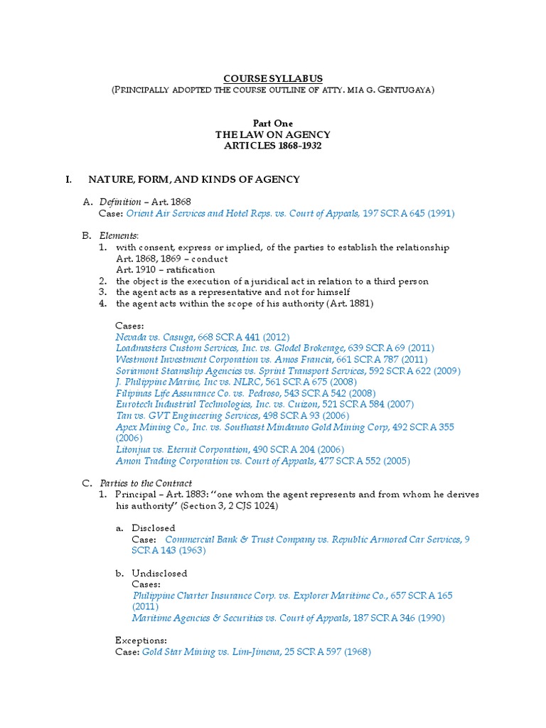 Course Syllabus: Rincipally Adopted THE Course Outline OF Atty MIA G ...