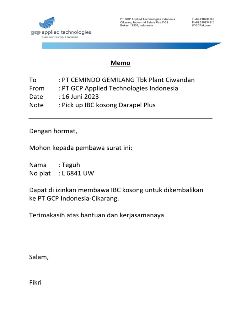 Kop Suratpengambilan Balik Tangki Kosong | PDF | Bisnis | Pengelolaan ...