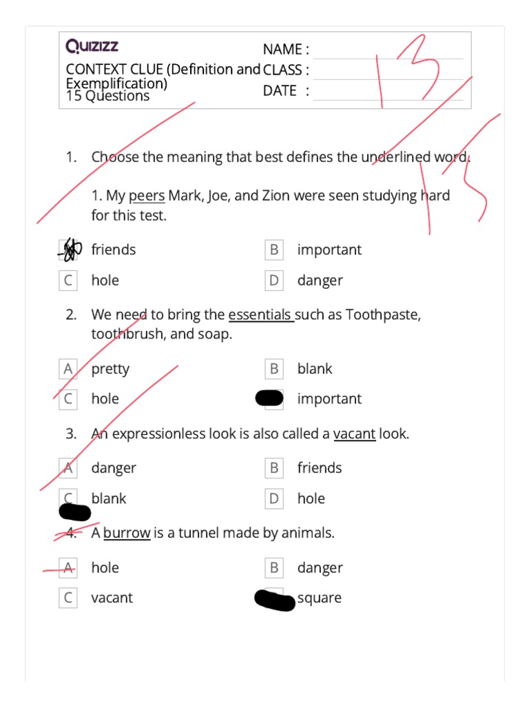CONTEXT CLUE (Definition and Exemplification) | PDF