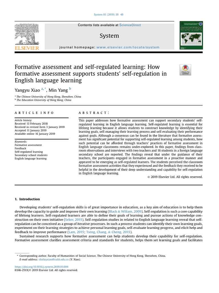 Formative Assessment and Self Regulated Learning | PDF | Educational Assessment | Learning