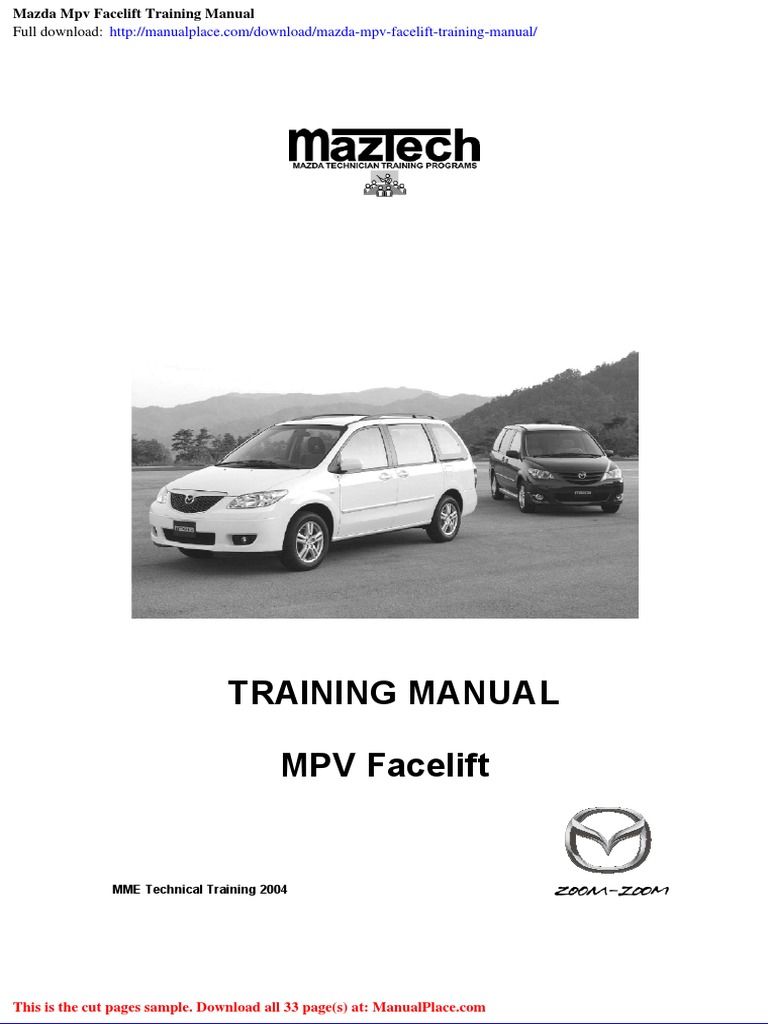 Mazda MPV Facelift Training Manual | PDF | Motor Vehicle | Vehicles