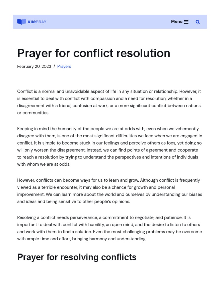 Prayer For Conflict Resolution | PDF