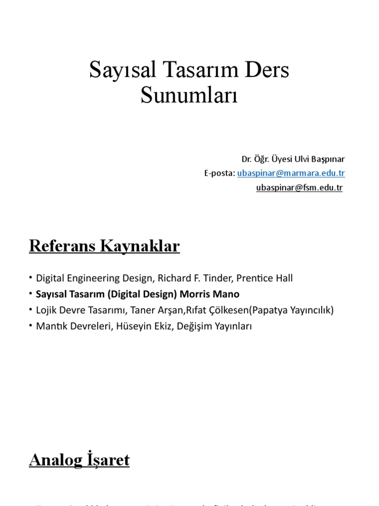 Sayisal Tasarim Dersi Ilk Hafta Sunumlari | PDF