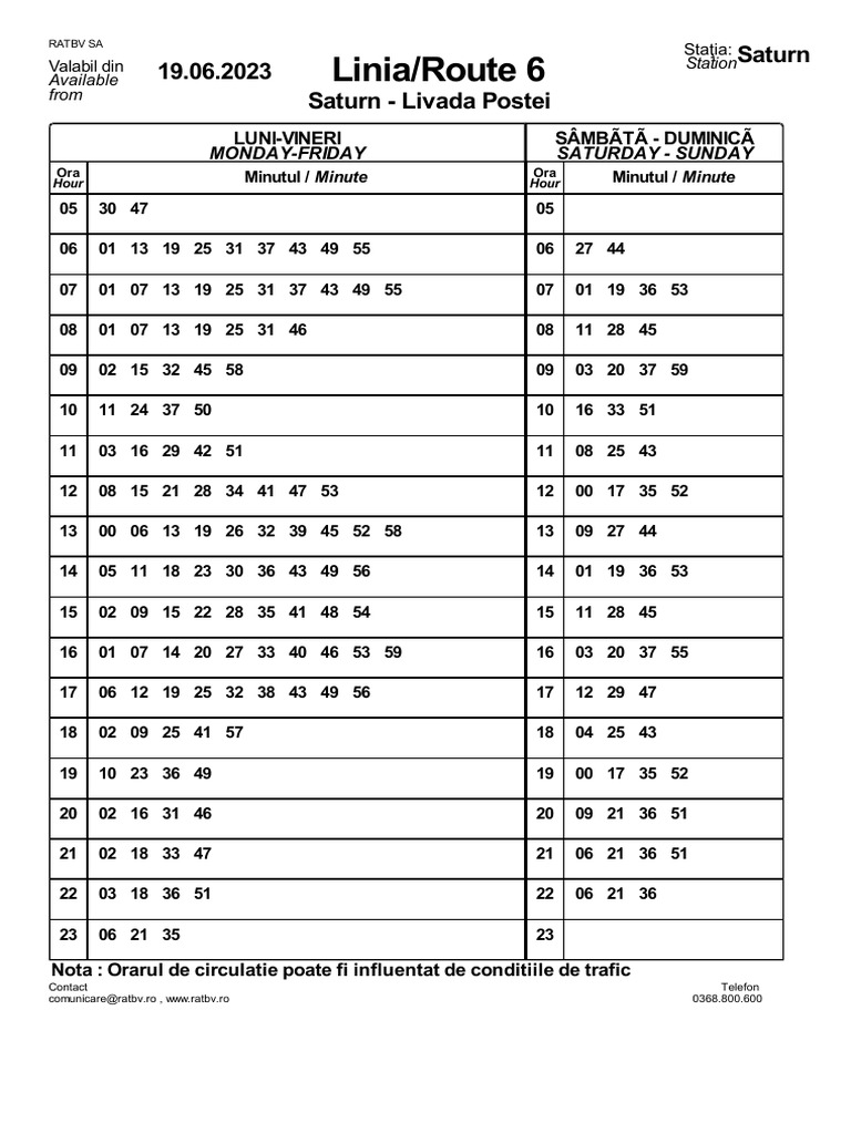 Linia 6 Saturn Livada Postei Saturn | PDF