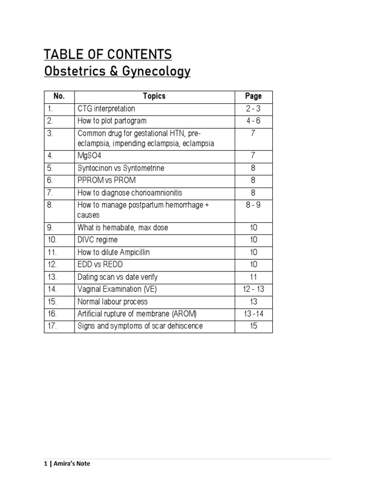 Amira's Note O&G | PDF | Childbirth | Obstetrics
