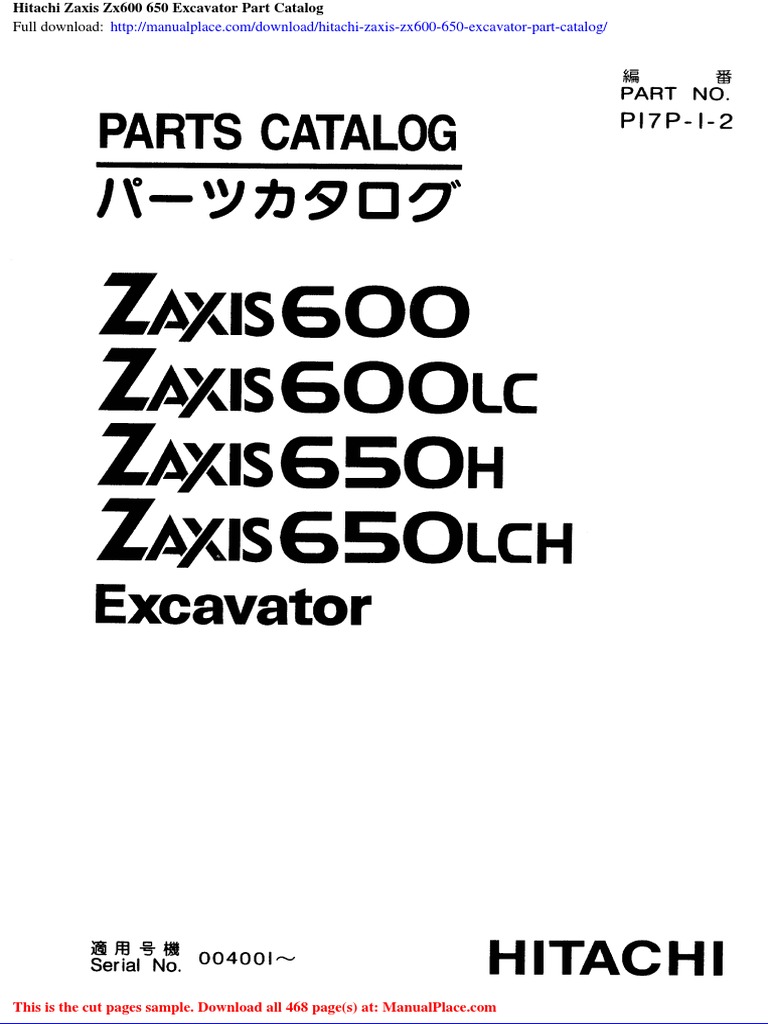 Hitachi Zaxis Zx600 650 Excavator Part Catalog | PDF