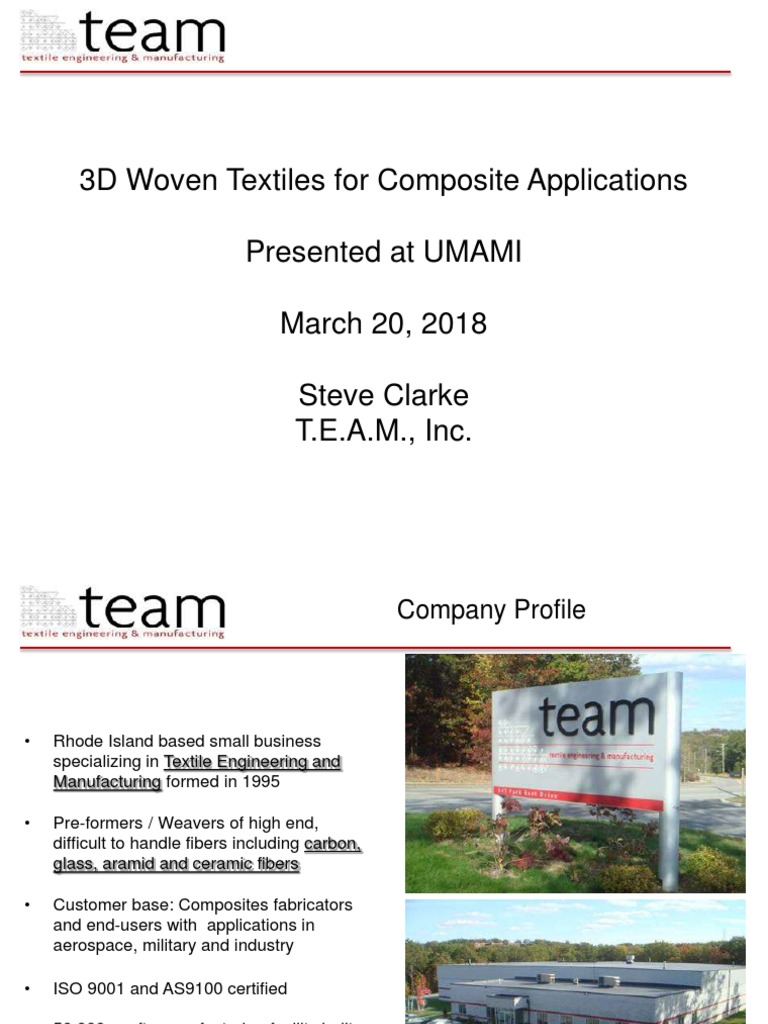 06 Steve Clarke TEAM 3D Weaving UAMMI Slides 032018 | PDF | Weaving | Secondary Sector Of The ...
