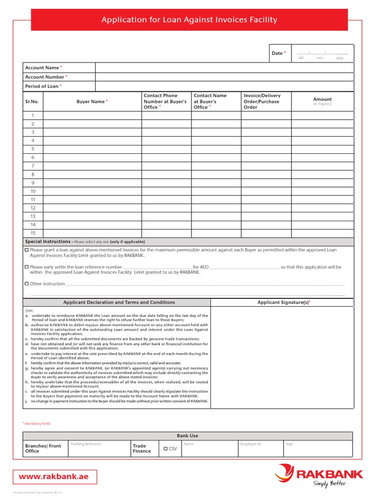 Application For Loan Against Invoice | PDF | Invoice | Procurement