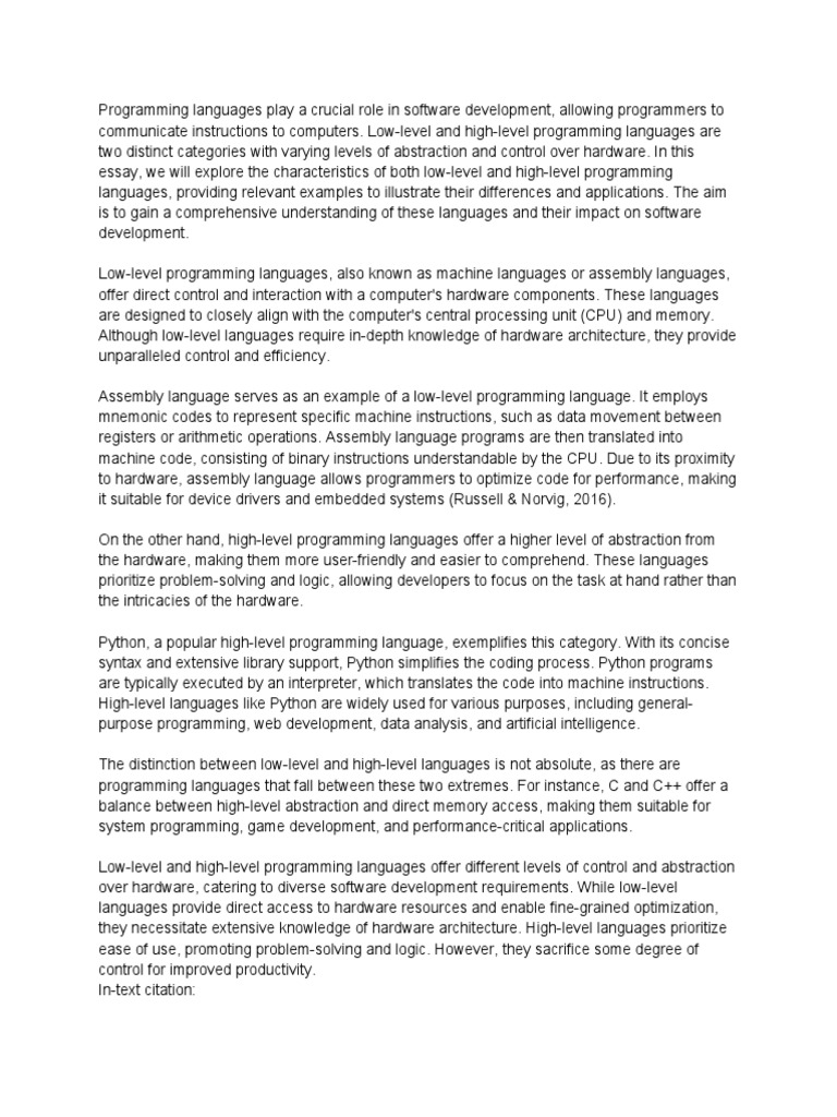 High Level & Low Level Language | PDF | Computer Programming | Assembly Language