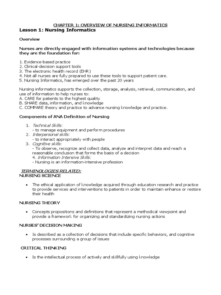Overview of Nursing Informatics | PDF | Health Informatics | Nursing