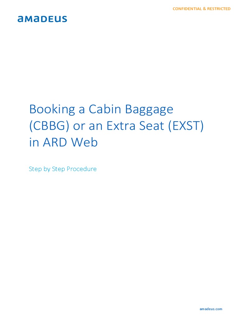 ARD Web - Cabin Baggage (CBBG) and Extra Seat (EXST) Booking V3 | PDF | Economies | Service ...
