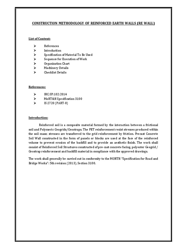 RE Wall Methodology | PDF | Concrete | Precast Concrete