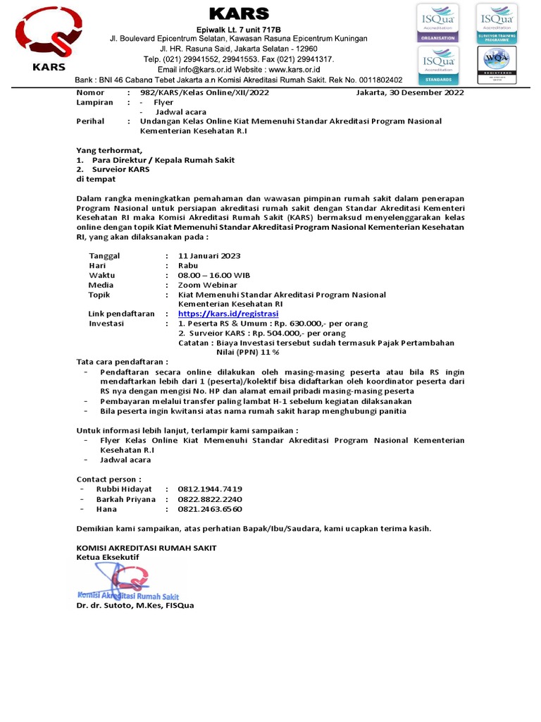 Edaran Peserta KOL PROGNAS - 11 Januari 2023 - KARS | PDF | Komputer