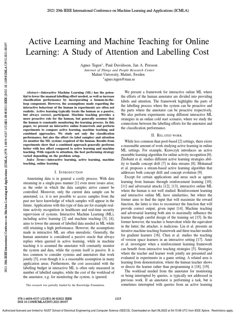 Active Learning and Machine Teaching For Online Learning A Study of ...