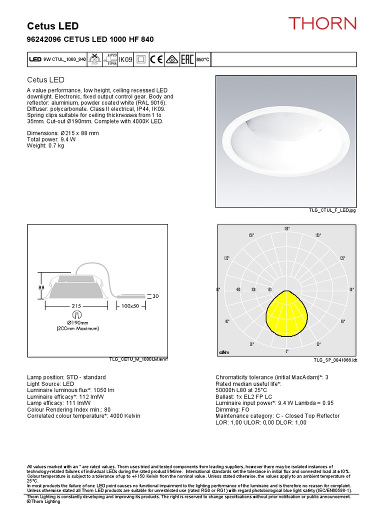 Cetus LED 1000 HF 840 Downlight | PDF | Equipment | Building Engineering