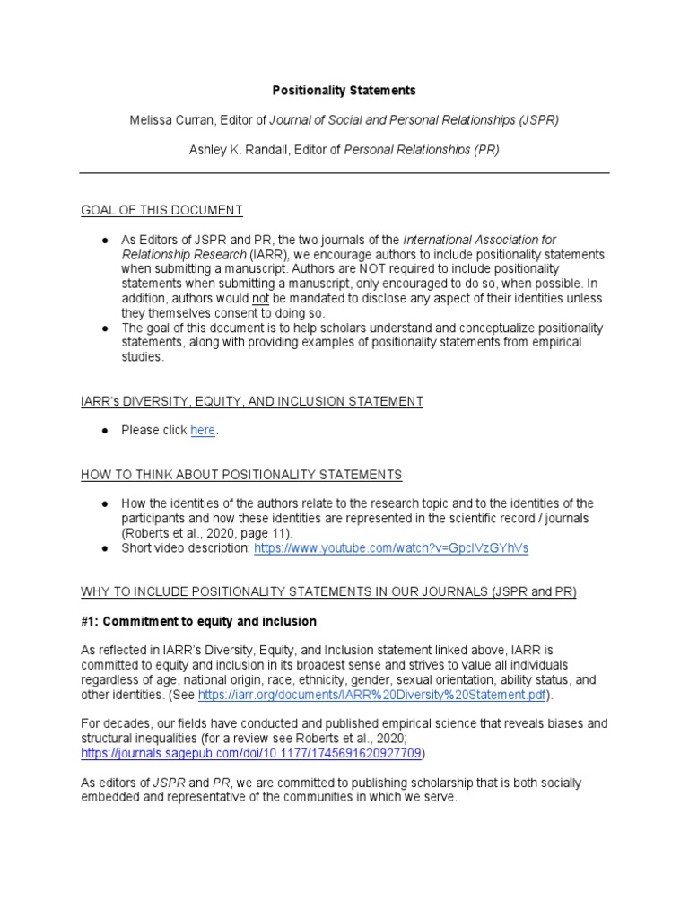 Positionality Statements | PDF | Intersectionality | Race (Human ...