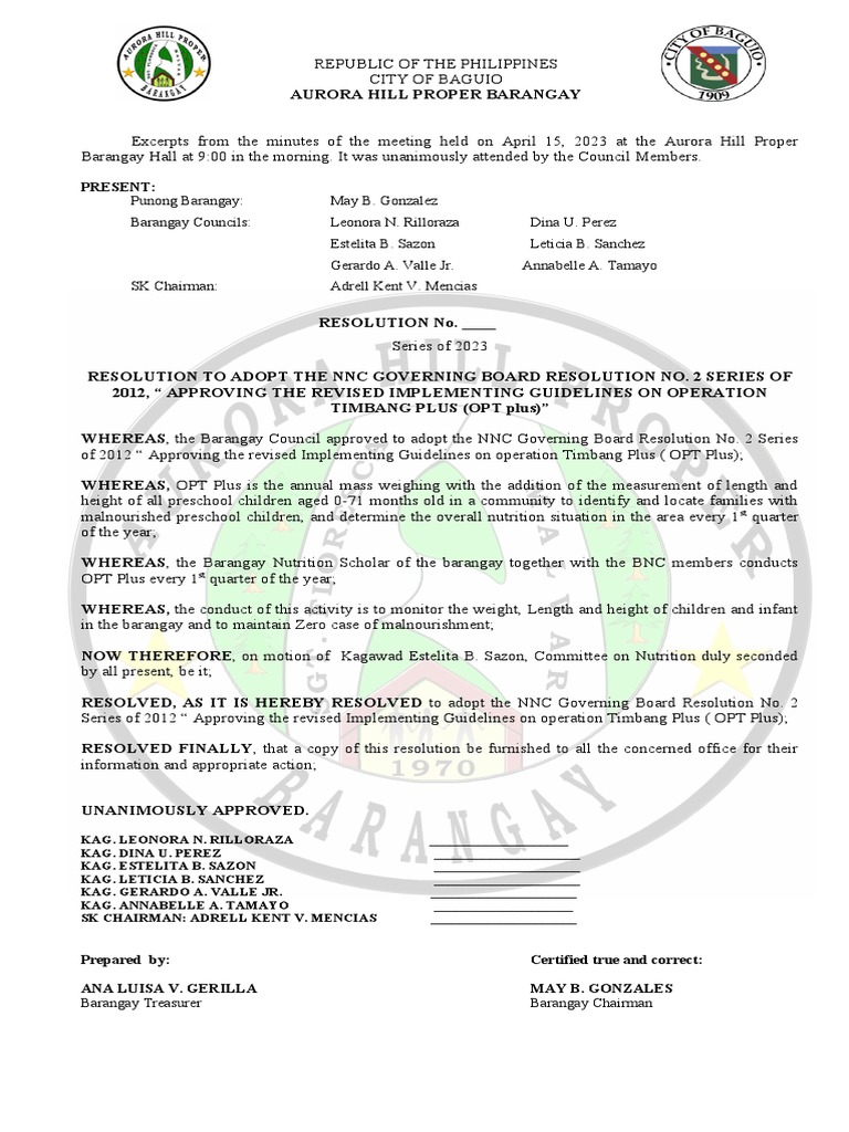 Reso 2023 Adopting NNC 02 s.2012 OPT Plus | PDF
