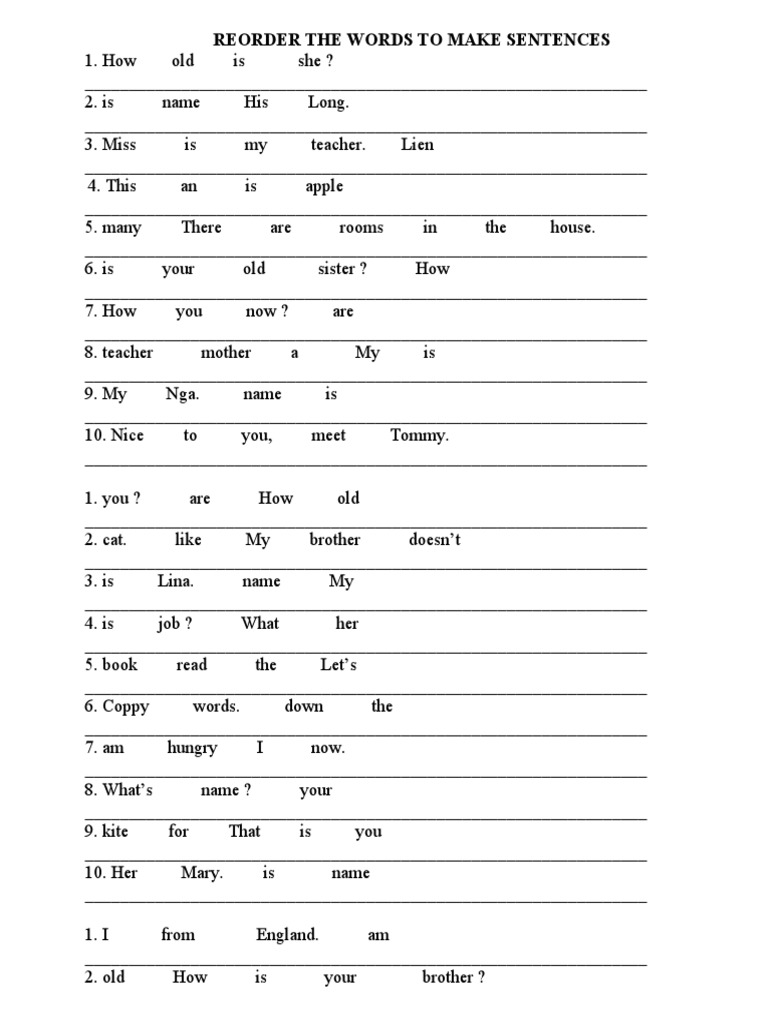 Sentence Reordering Exercises | PDF
