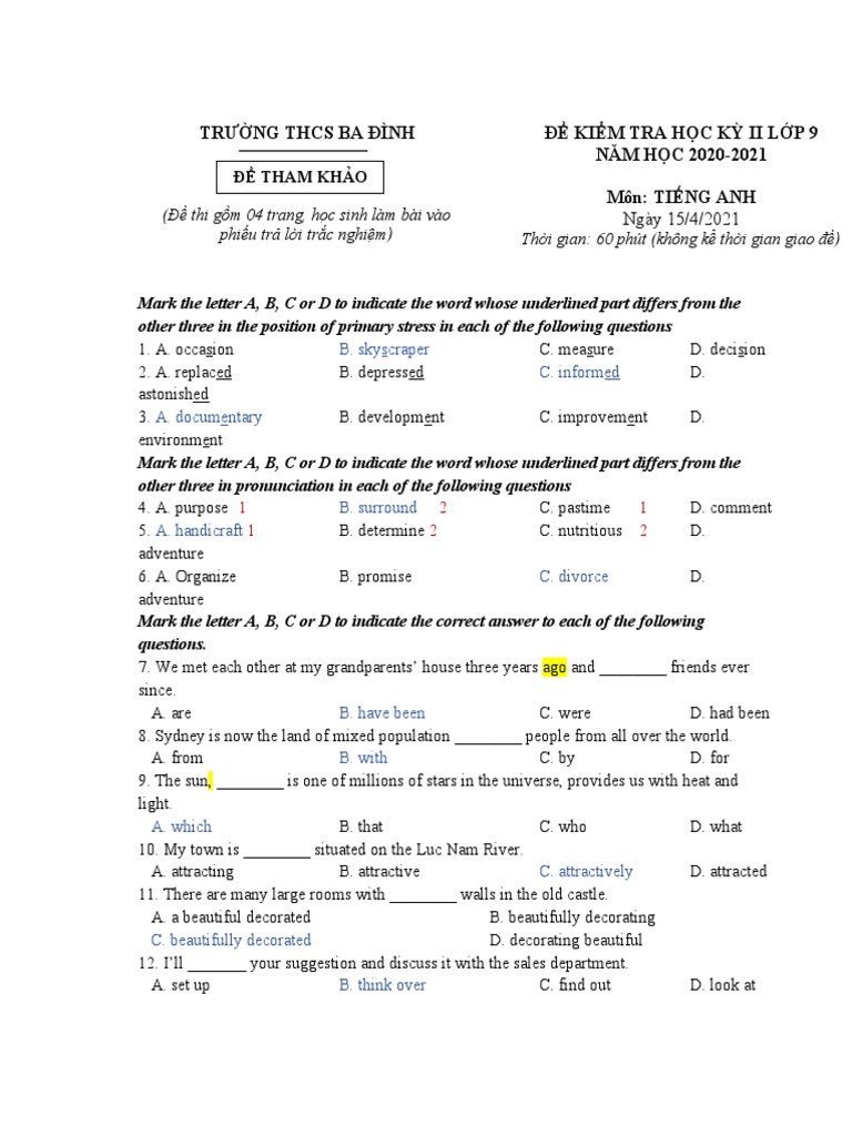 Trư NG THCS Ba Đình | PDF | Foreign Language
