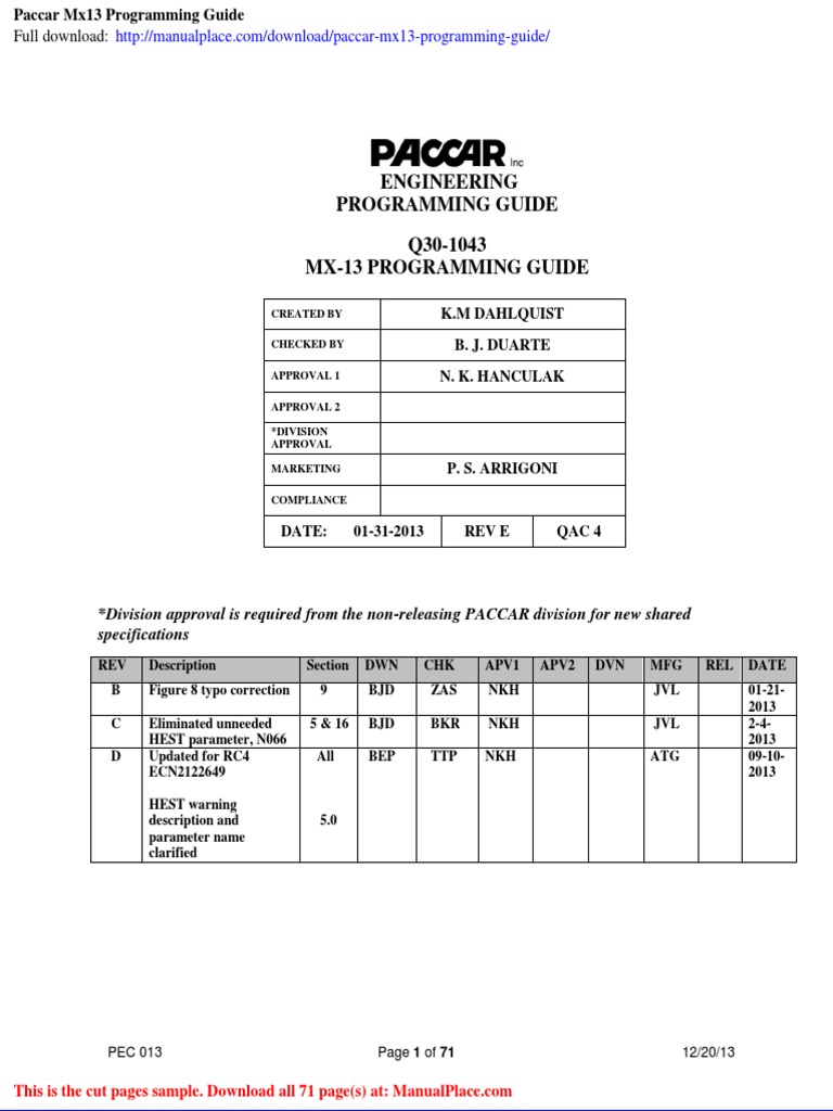 Paccar Mx13 Programming Guide | PDF | Horsepower | Vehicles