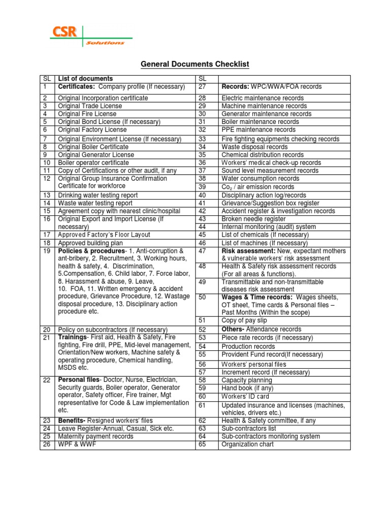 Checklist - SEDEX | PDF
