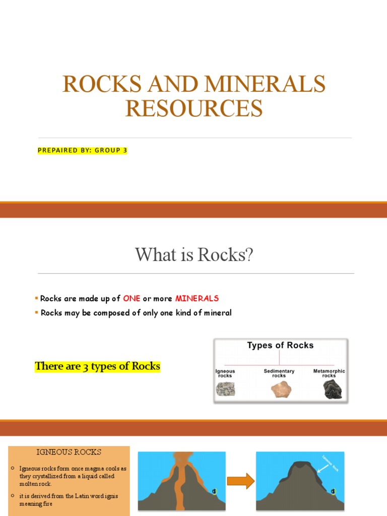 Rocks and Minerals Resources (Group 3 - Pasteur) | PDF | Rock (Geology ...