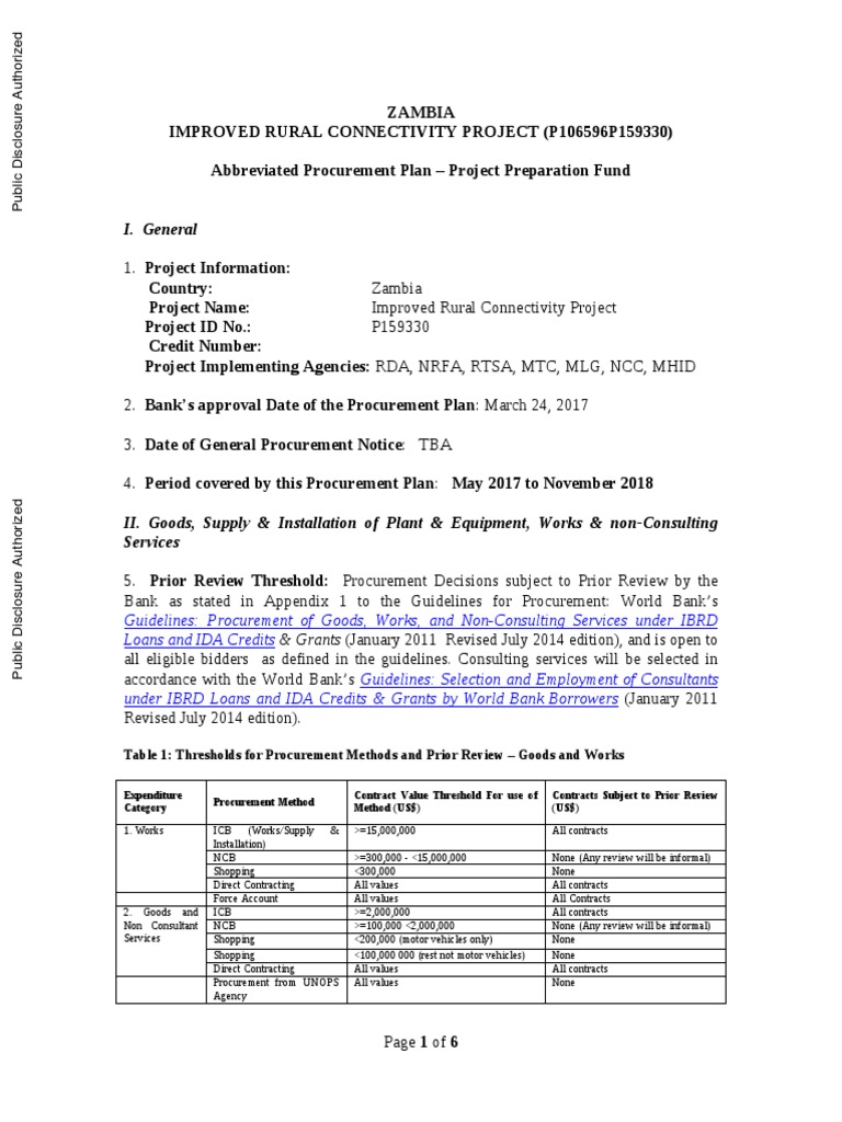 Zambia Rural Connectivity Project Plan | PDF