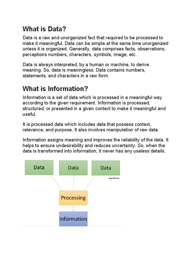 2 Differentiate Between Data and Information | Download Free PDF | Data | Information