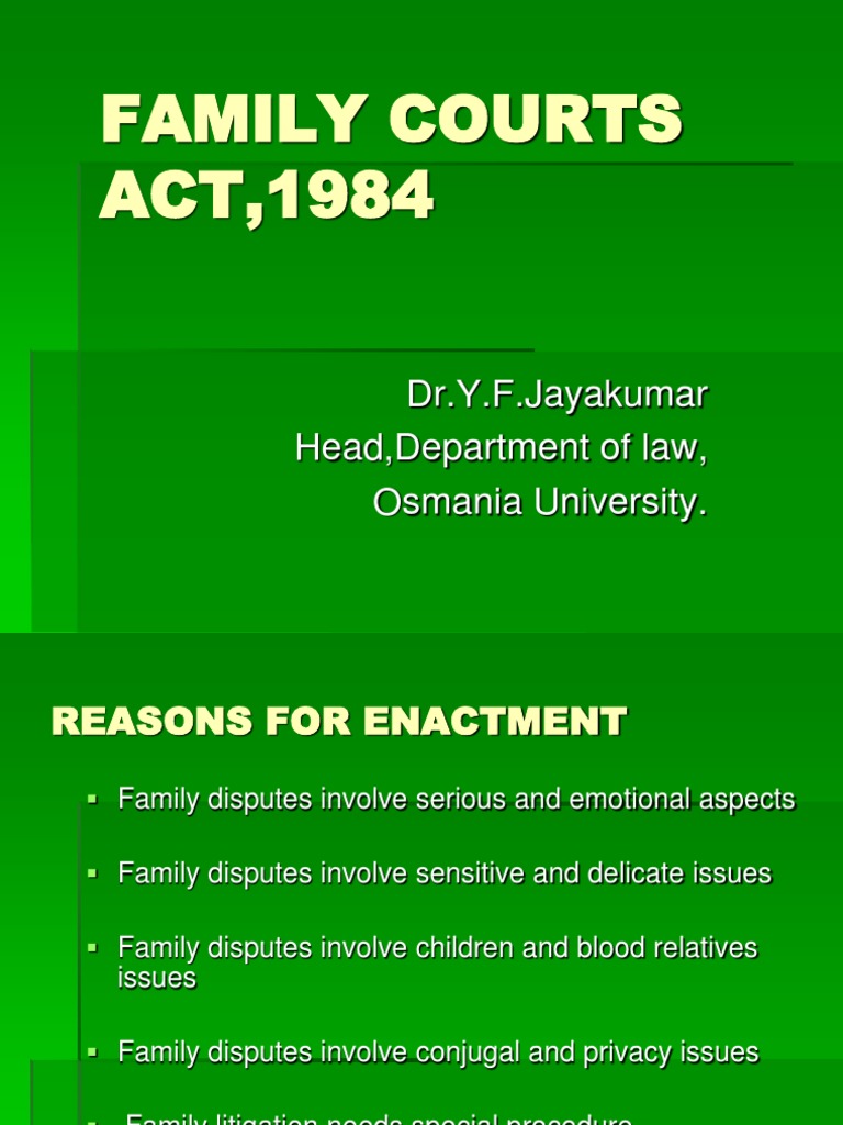 14 - Family Courts Act, 1984 - 1 | PDF | Jurisdiction | Child Custody