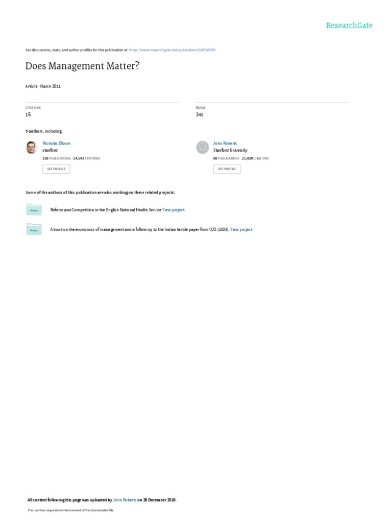 Does Management Matter | PDF | Statistics | Sampling (Statistics)