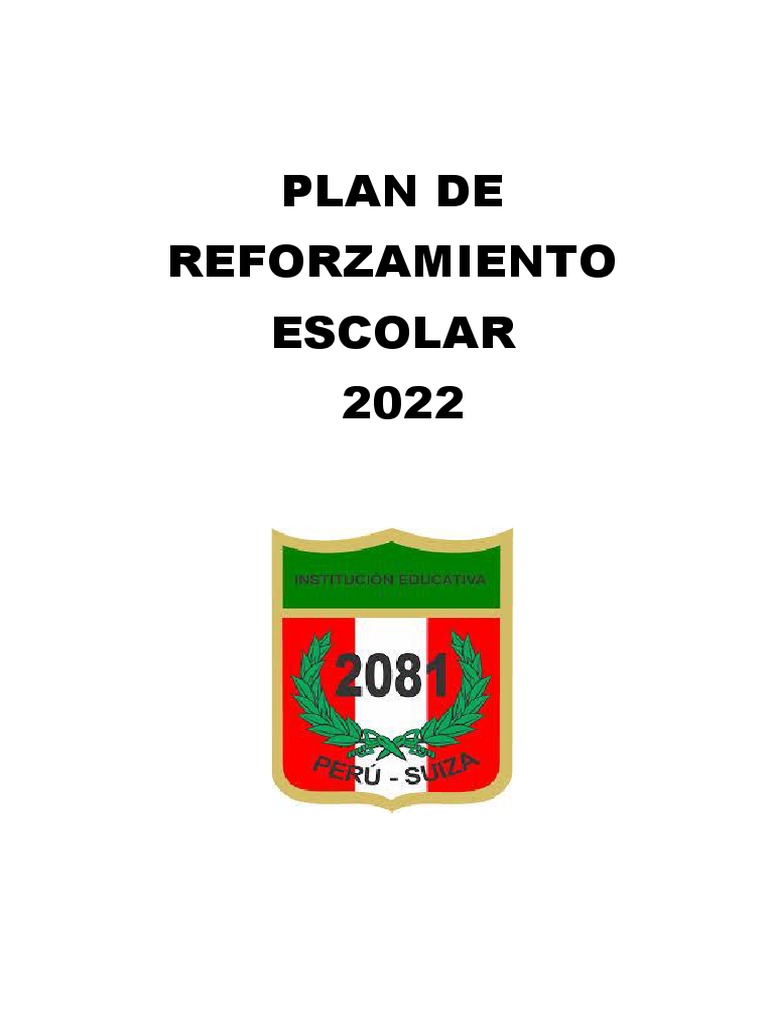 Plan de Reforzamiento Escolar 2022. | PDF | Enseñando | Evaluación