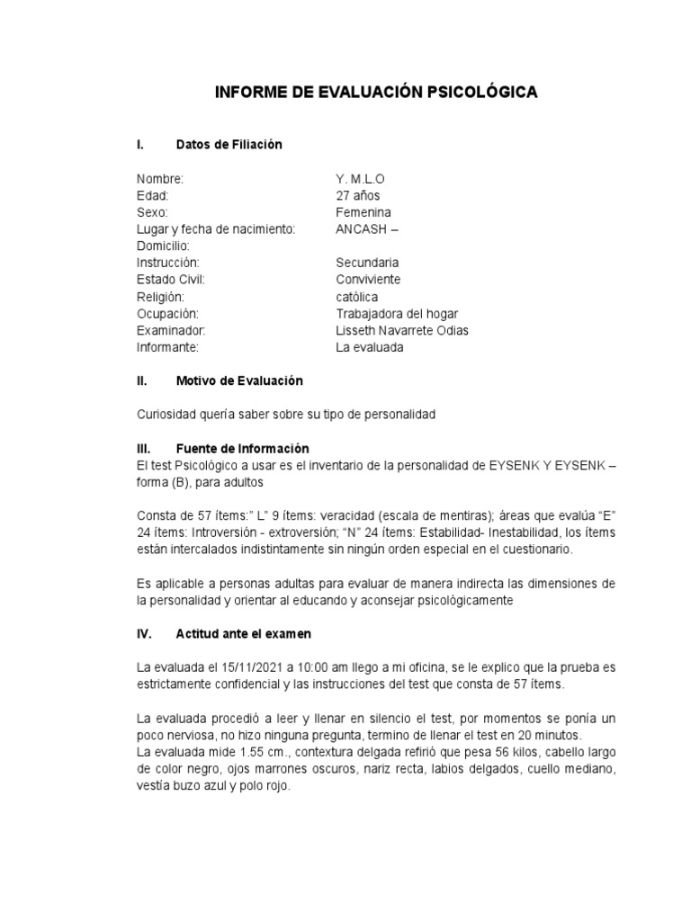 Caso 2 - Anamnesis - Informe Psicologico | PDF | Ciencia cognitiva | Ciencias del comportamiento