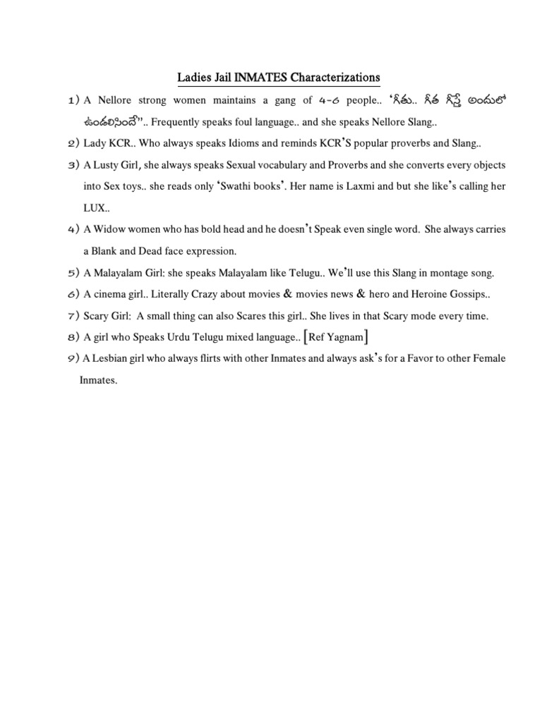 Female Inmates Characterazations | PDF