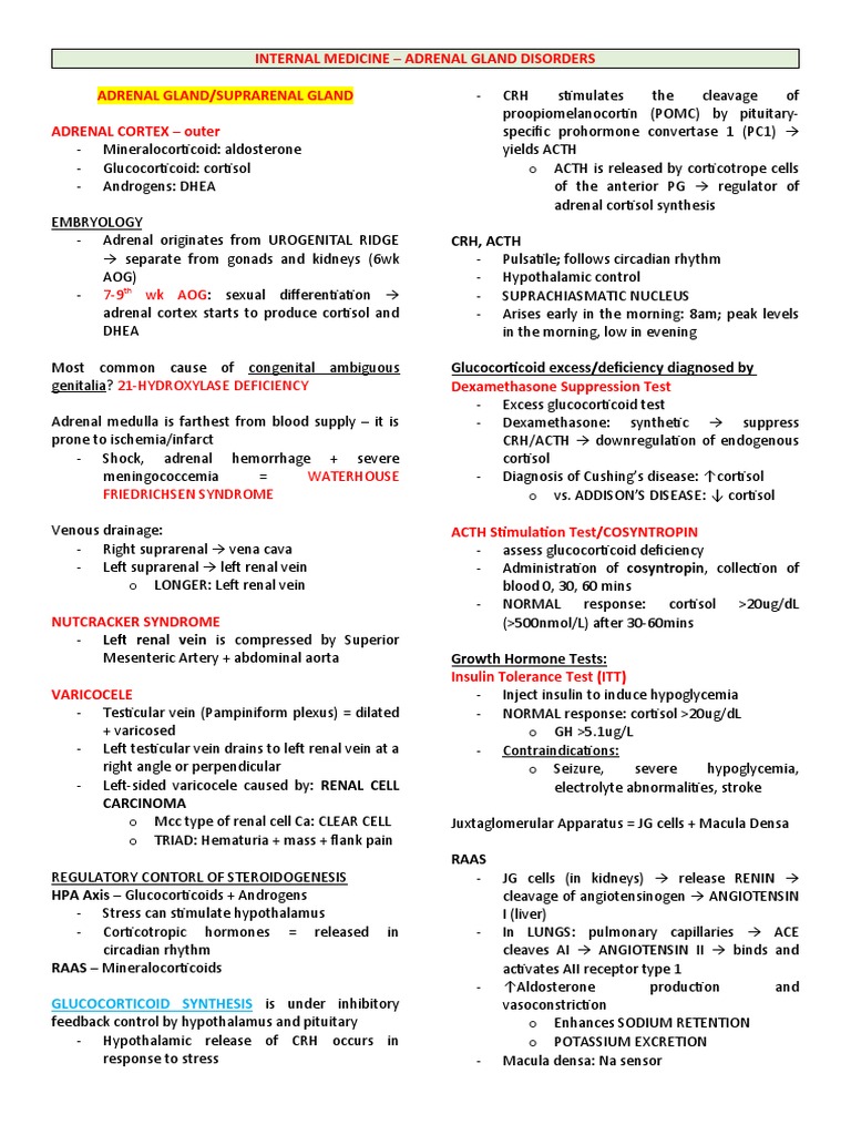 Adrenal Gland Disorders Pdf Adrenal Gland Adrenocorticotropic Hormone