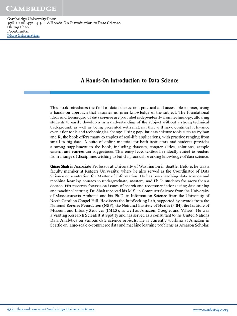 Frontmatter | PDF | Data | Machine Learning