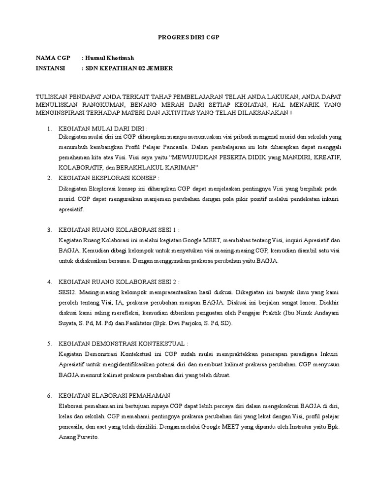 Progres Pembelajaran CGP di Jember | PDF | Pengembangan Diri