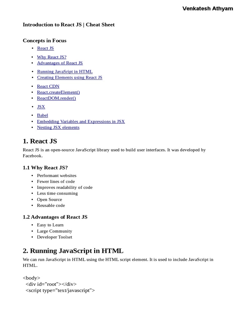 React Js Material | PDF | Java Script | Html