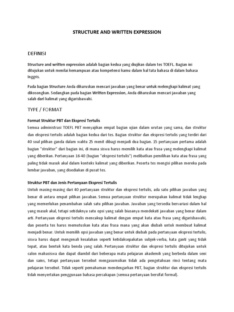 Materi Structure and Written Expression | PDF