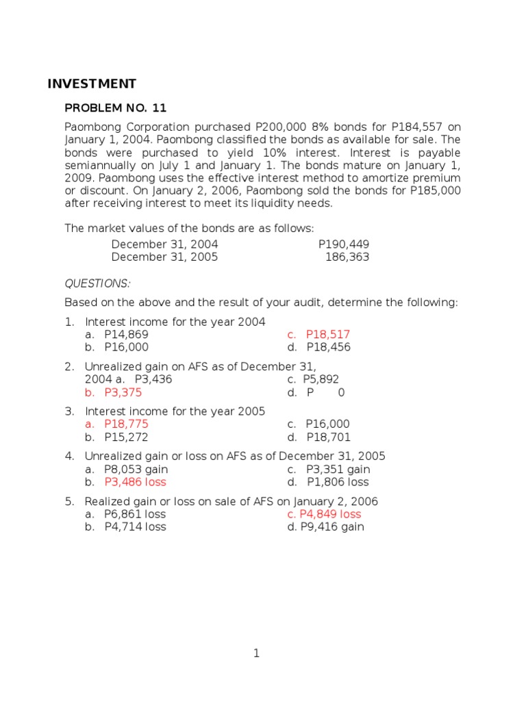 Aud Prob Compilation 1 | PDF | Book Value | Bonds (Finance) Aud Prob Compilation 1 | PDF | Book Value | Bonds (Finance)