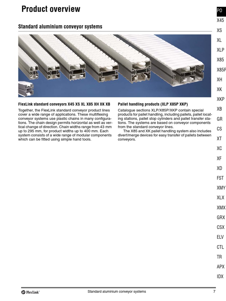 FlexLink Standard Aluminium Conveyors | PDF | Pallet | Bearing (Mechanical)