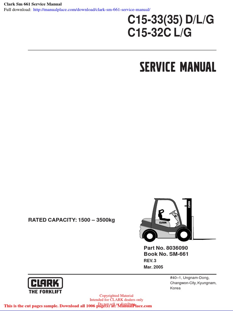 Clark SM 661 Service Manual | PDF | Truck | Safety