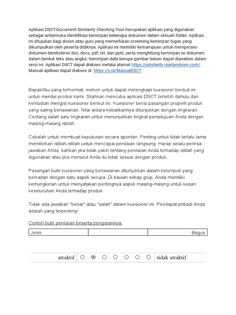 COntoh Form Kuesioner | PDF