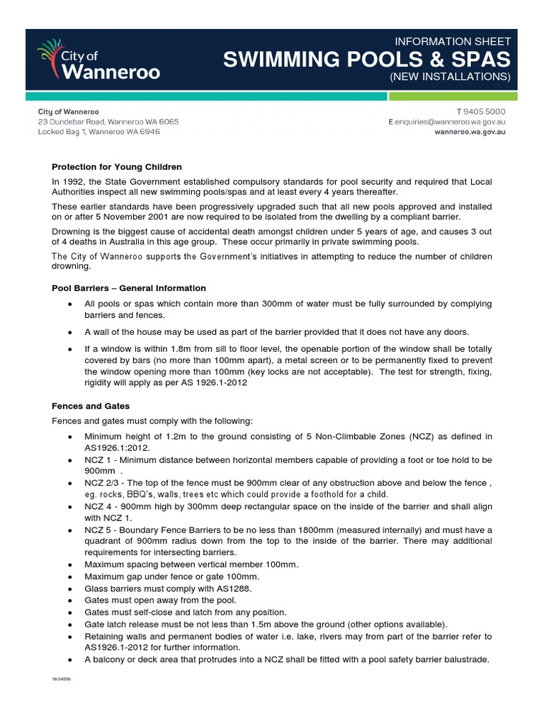 Information Sheet Swimming Pool and Spa | PDF | Swimming Pool | Spa