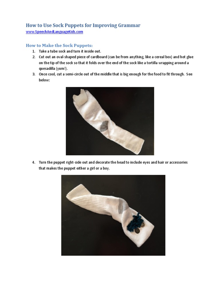 Sock Puppet Instructions and Food Cut Outs PDF | PDF | Wellness