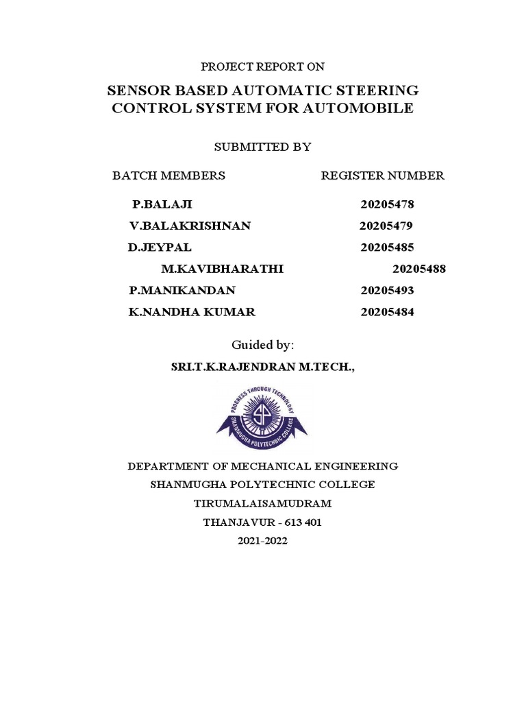 Project Report | PDF | Microcontroller | Steering