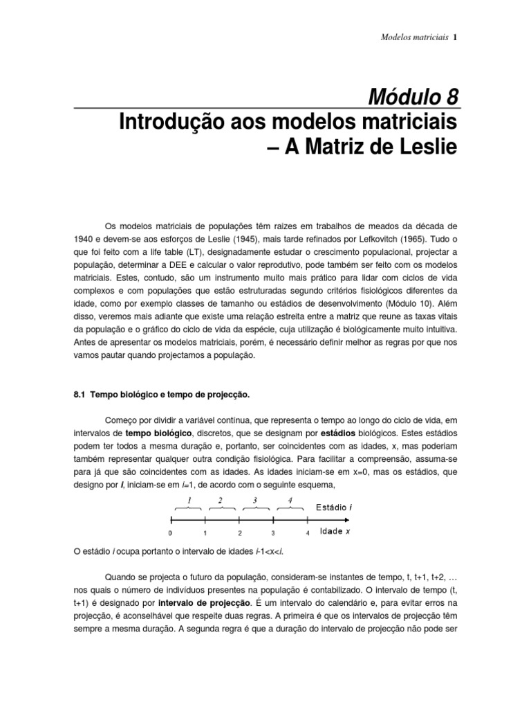 Matriz Leslie Teoria Mod 8 | PDF | Autovalores e autovetores | Matriz (Matemática)