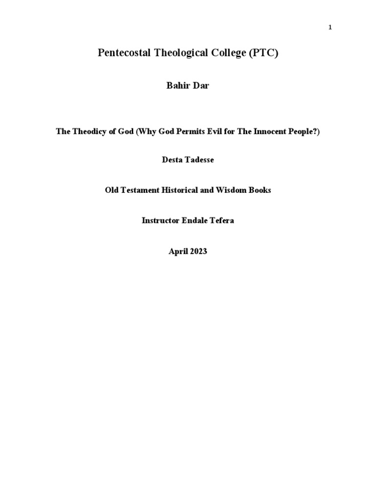 Understanding Theodicy in Job's Suffering | PDF | God | Book Of Job