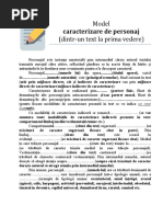 CARACTERIZAREA PERSONAJULUI Schema de Completat COMPUNERE - 2023 | PDF